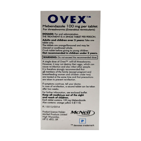 ᐅ Buy Ovex Family Pack For Threadworm Infection | E-Pharmacy